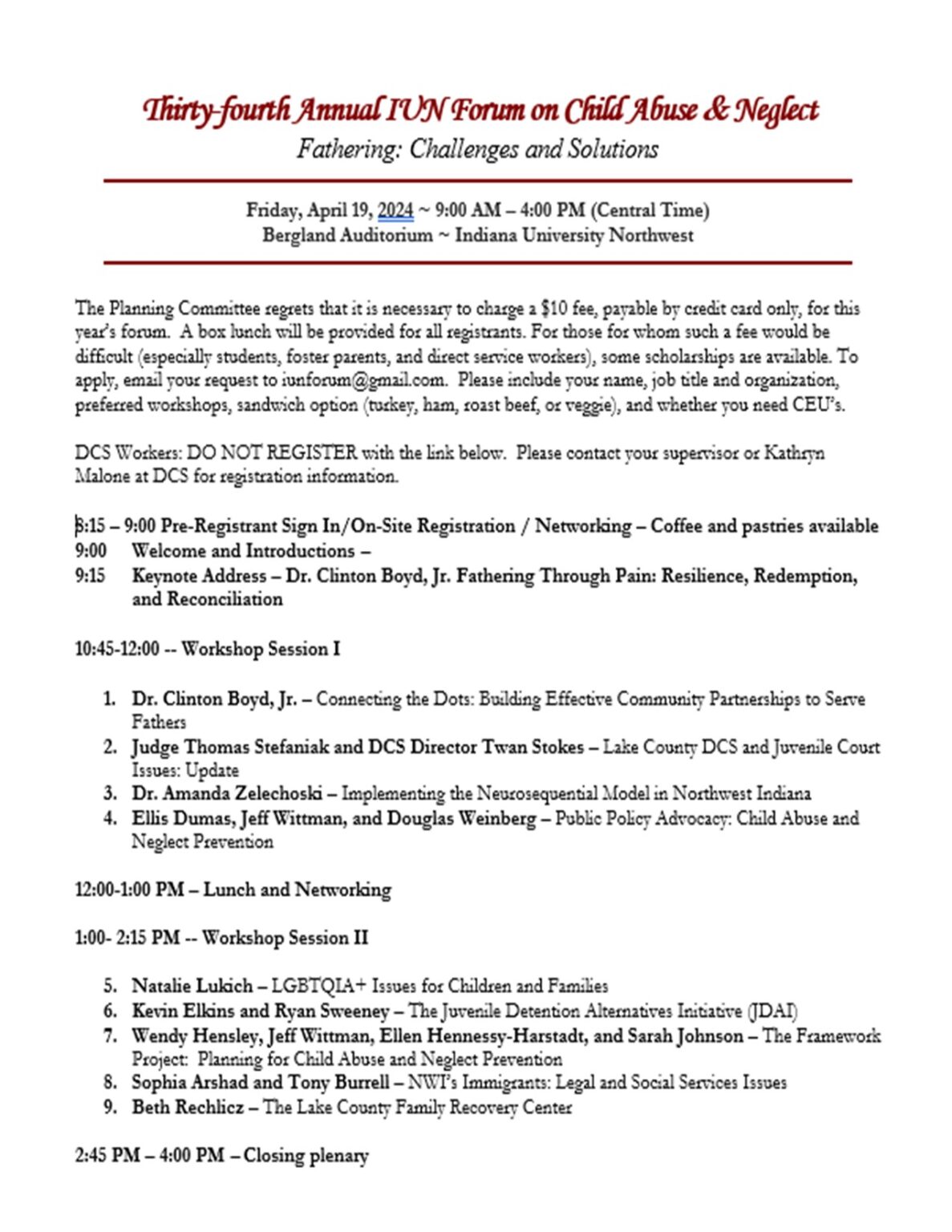 Indiana University Northwest Forum on Child Abuse & Neglect - Prevent ...